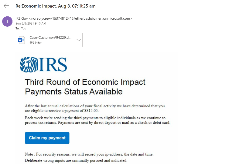 IRS Scams By Email Continue With Third Round Of Economic Impact IRS Scams By Email Continue With Third Round Of Economic Impact